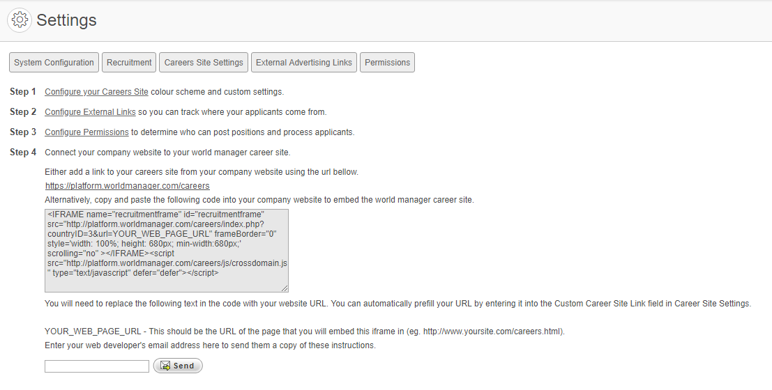 Settings Home – FranConnect Inc