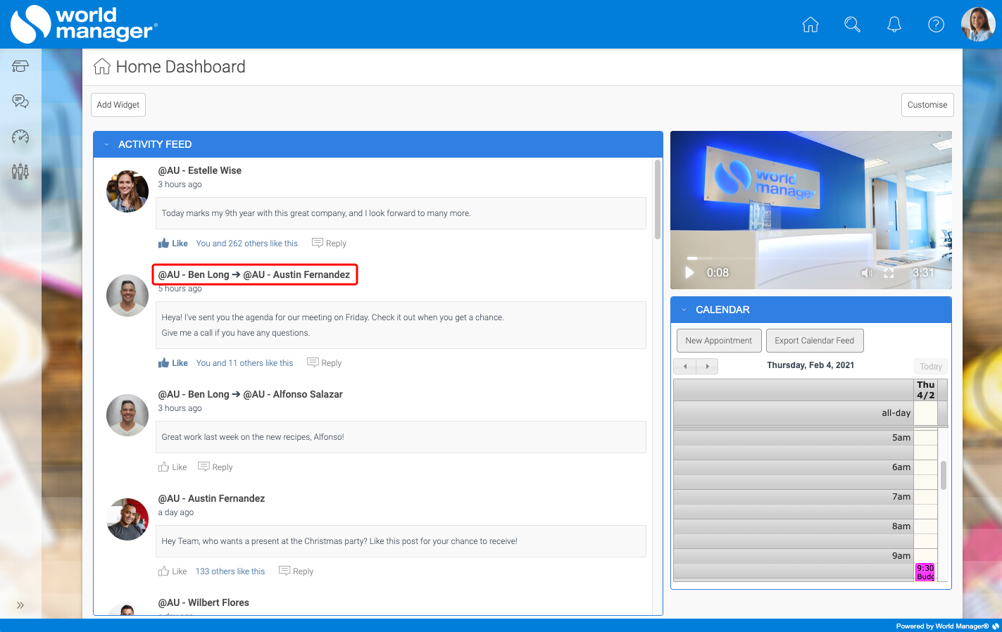 Activity Feed Widget Enhancements Franconnect Inc