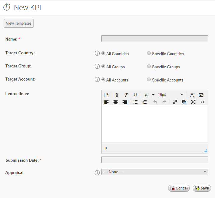 Creating a KPI Template – FranConnect Inc