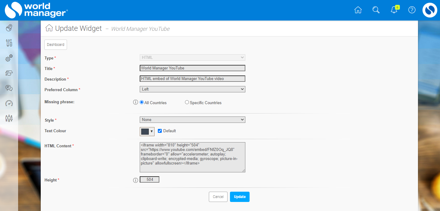 Creating a HTML Widget – FranConnect Inc
