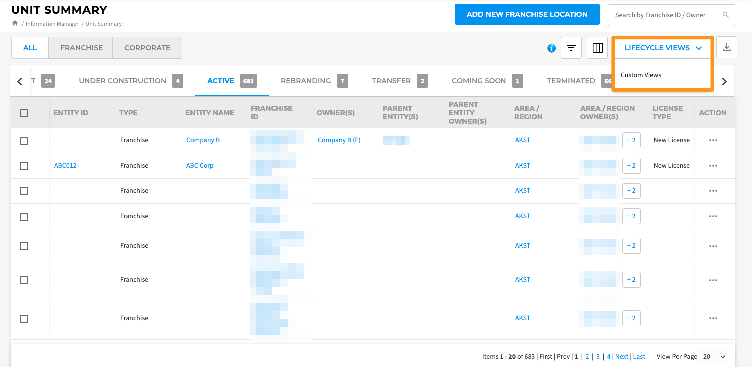 How to Use Custom Views in Unit Summary – FranConnect Inc