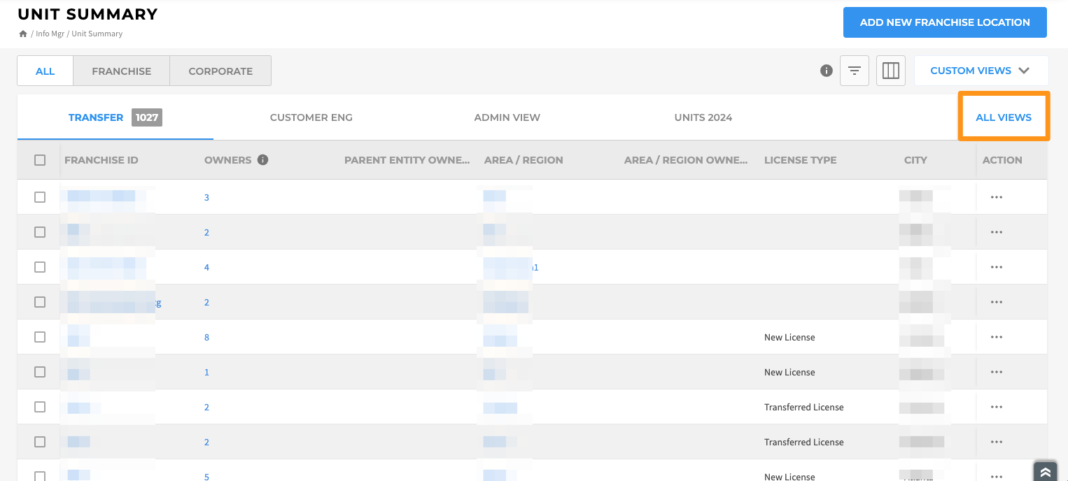 How to Use Custom Views in Unit Summary – FranConnect Inc